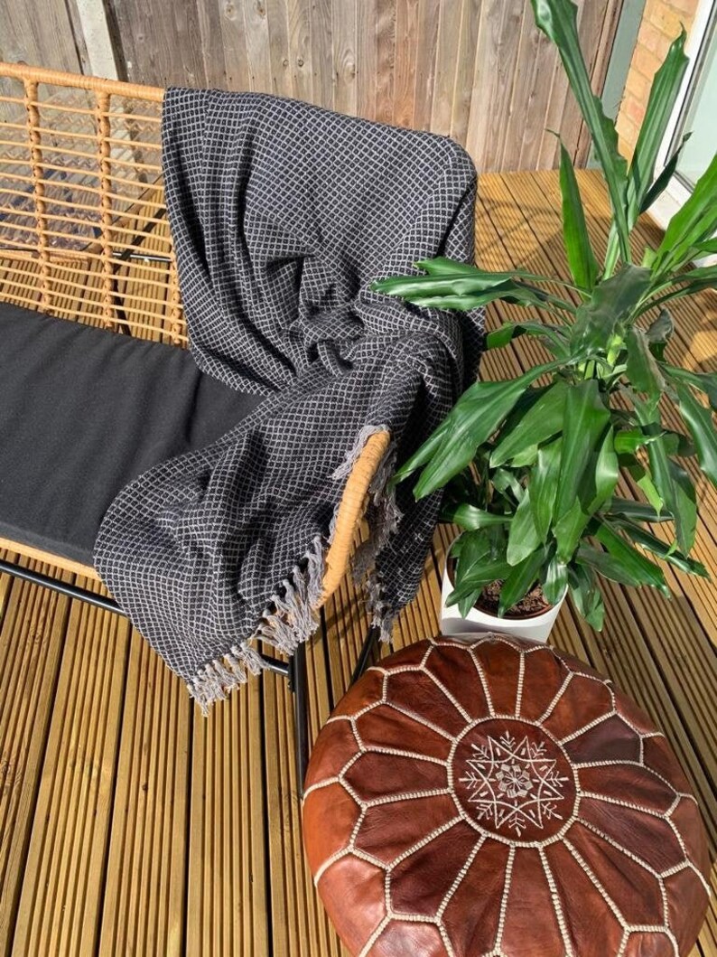 Handwoven Cotton Throw Garden Blanket With Tassels Furniture - Etsy