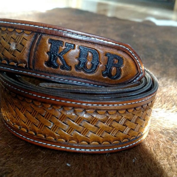 Stamped Leather Belt - Etsy