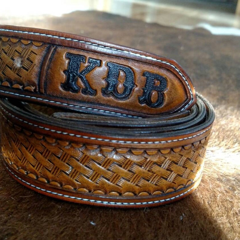 Stamped Leather Belt - Etsy