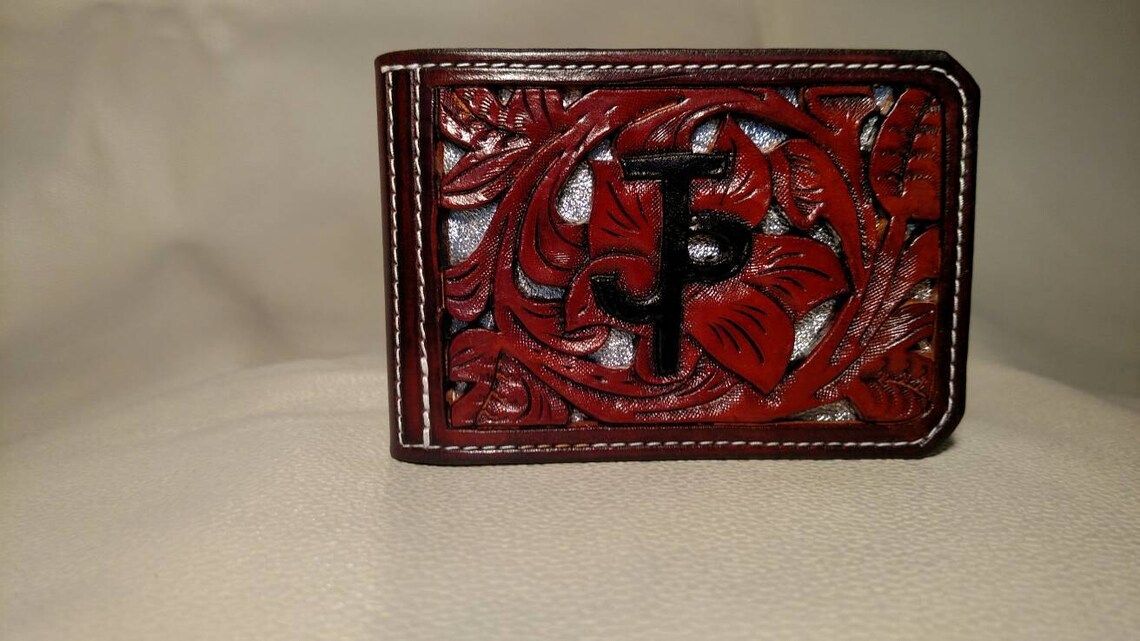Mens Leather Wallet, Custom Leather Wallet, Hand Tooled Western Wallet ...
