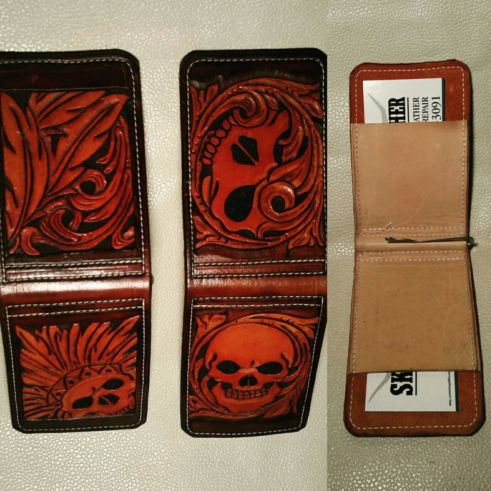 Mens Leather Wallet Custom Leather Wallet Hand Tooled - Etsy