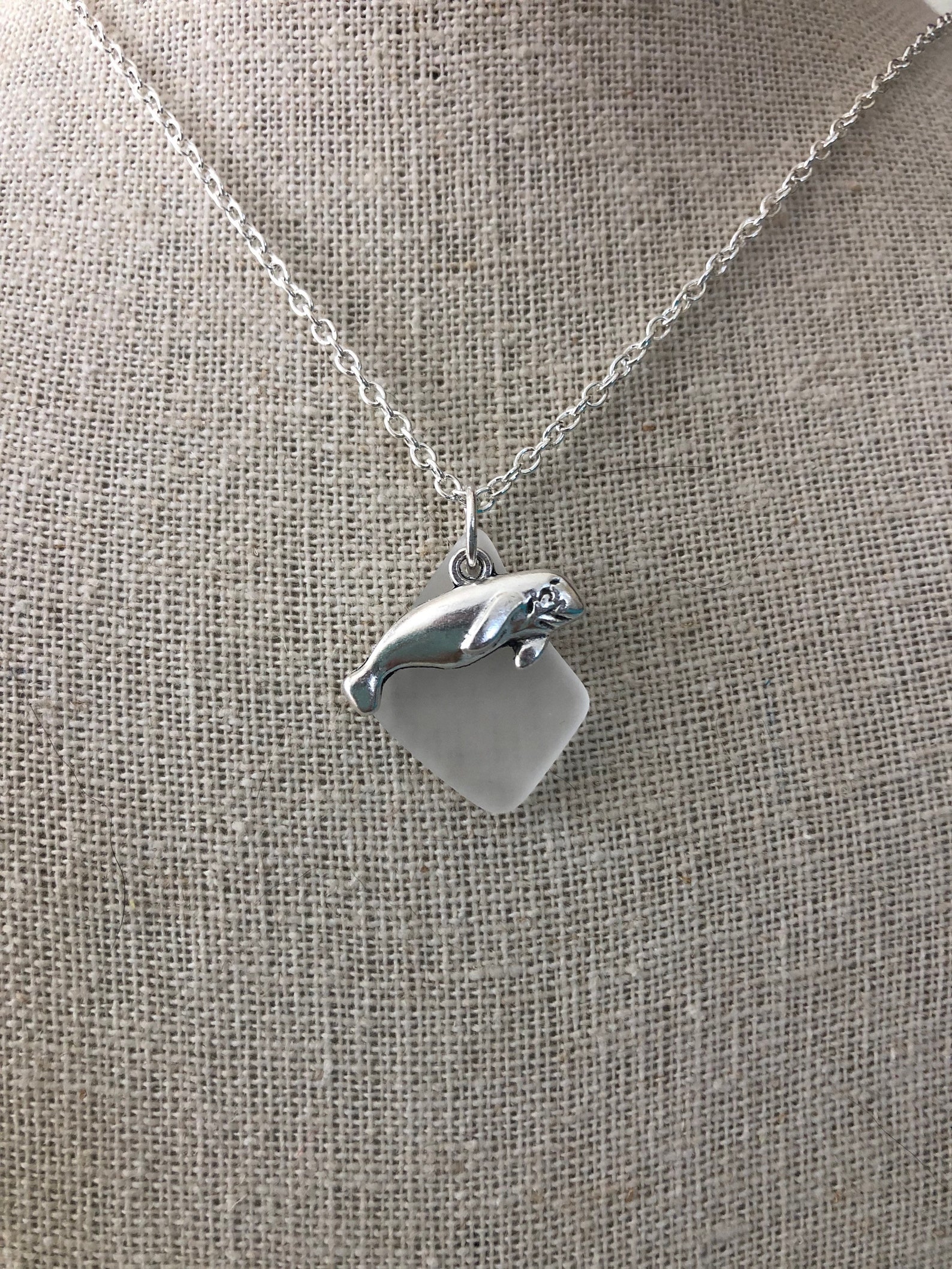 Manatee Sea Glass Necklace - Choice of Color - Etsy