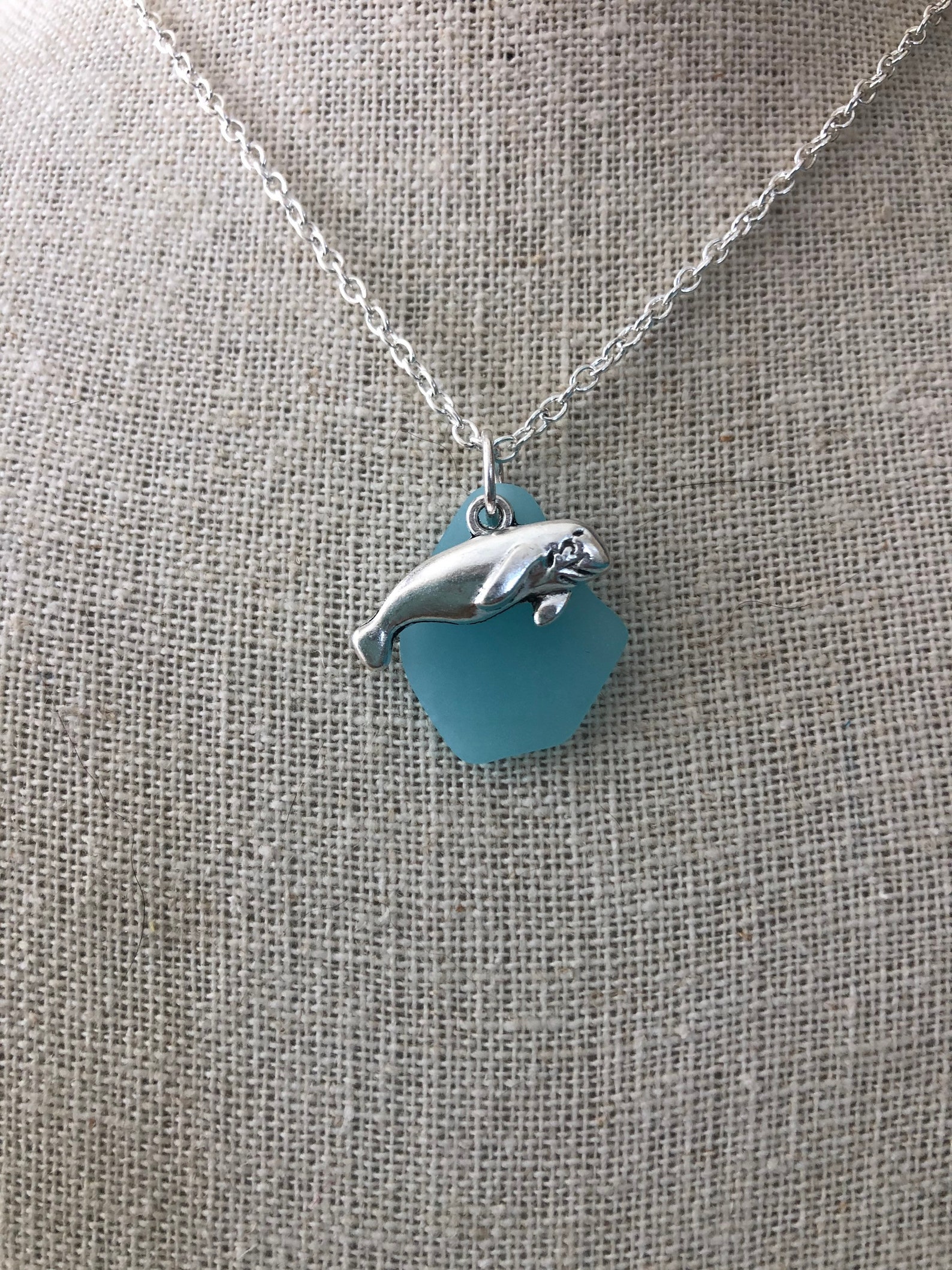 Manatee Sea Glass Necklace - Choice of Color - Etsy