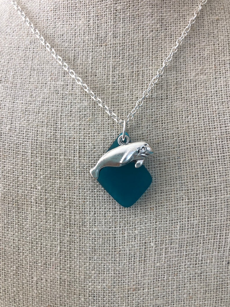 Manatee Sea Glass Necklace - Choice of Color - Etsy