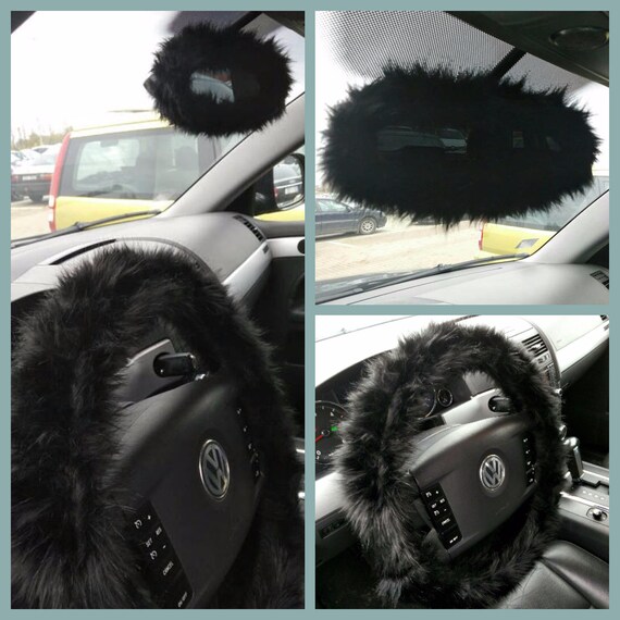 Black fuzzy steering wheel cover store