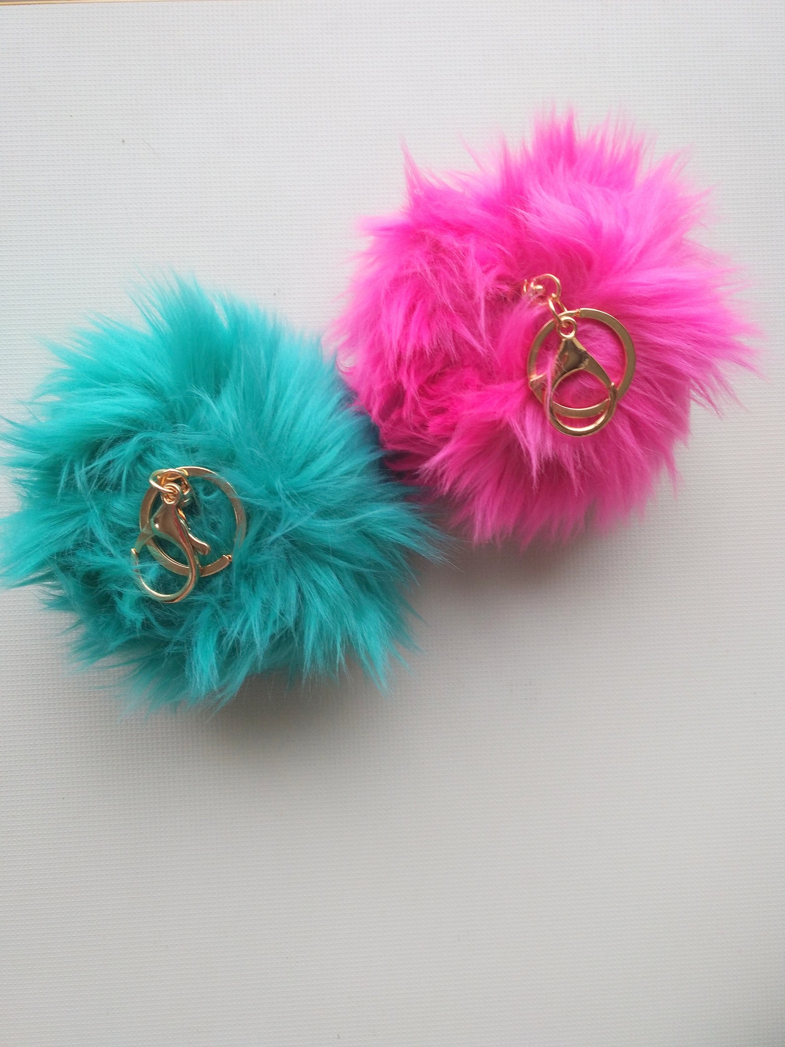 Hot Pink Pom Pom Fur Pom Pom Key Chain Pom Pom Fuzzy Key | Etsy