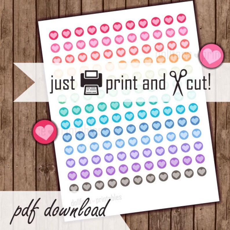 Heart Planner Stickers / Printable Hearts / PDF Digital Stickers ...