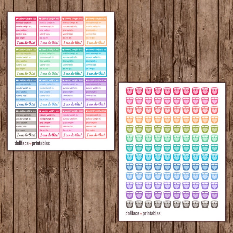 Weight Loss Planner Stickers Printable Diet / Scale Planner - Etsy