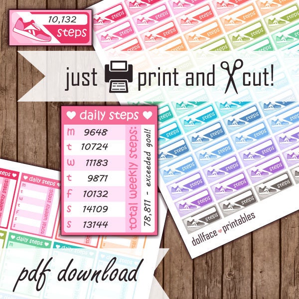 Steps Stickers / Daily Steps Printable / Walk Planner Sticker - Etsy