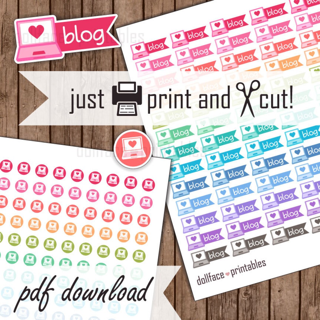 Blog Planner Stickers, Printable Laptop Planner Stickers, Computer Icon ...