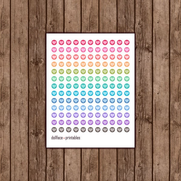 Heart Planner Stickers / Printable Hearts / PDF Digital Stickers ...