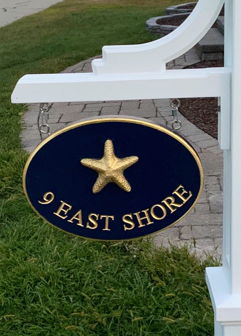 Address Sign 23k Gold Leaf Sign Gold Leaf Starfish Carved - Etsy