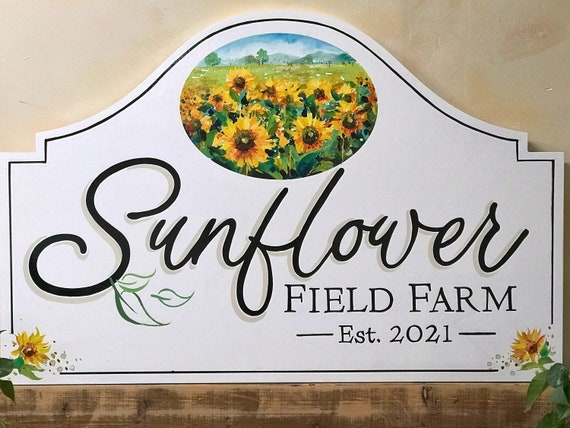 Custom Wooden Farm Sign Hand Painted Sign Sunflower Signs - Etsy