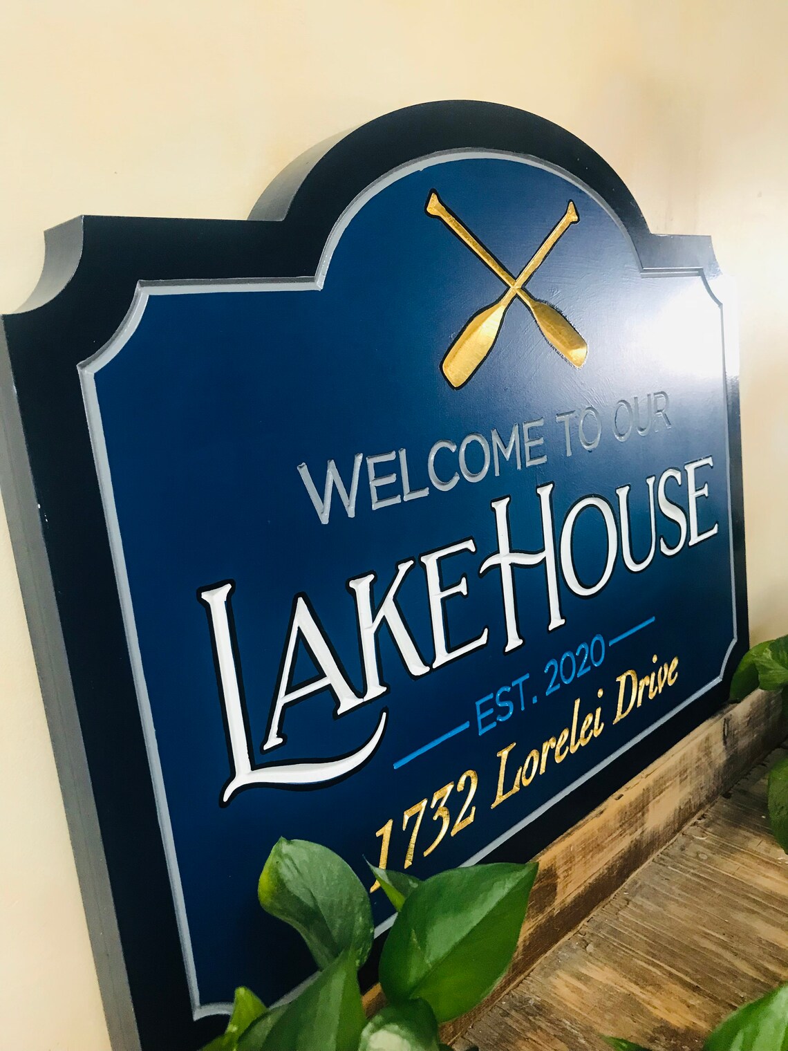 Custom Carved Outdoor Sign 23K Gold Leaf Sign Hanging - Etsy