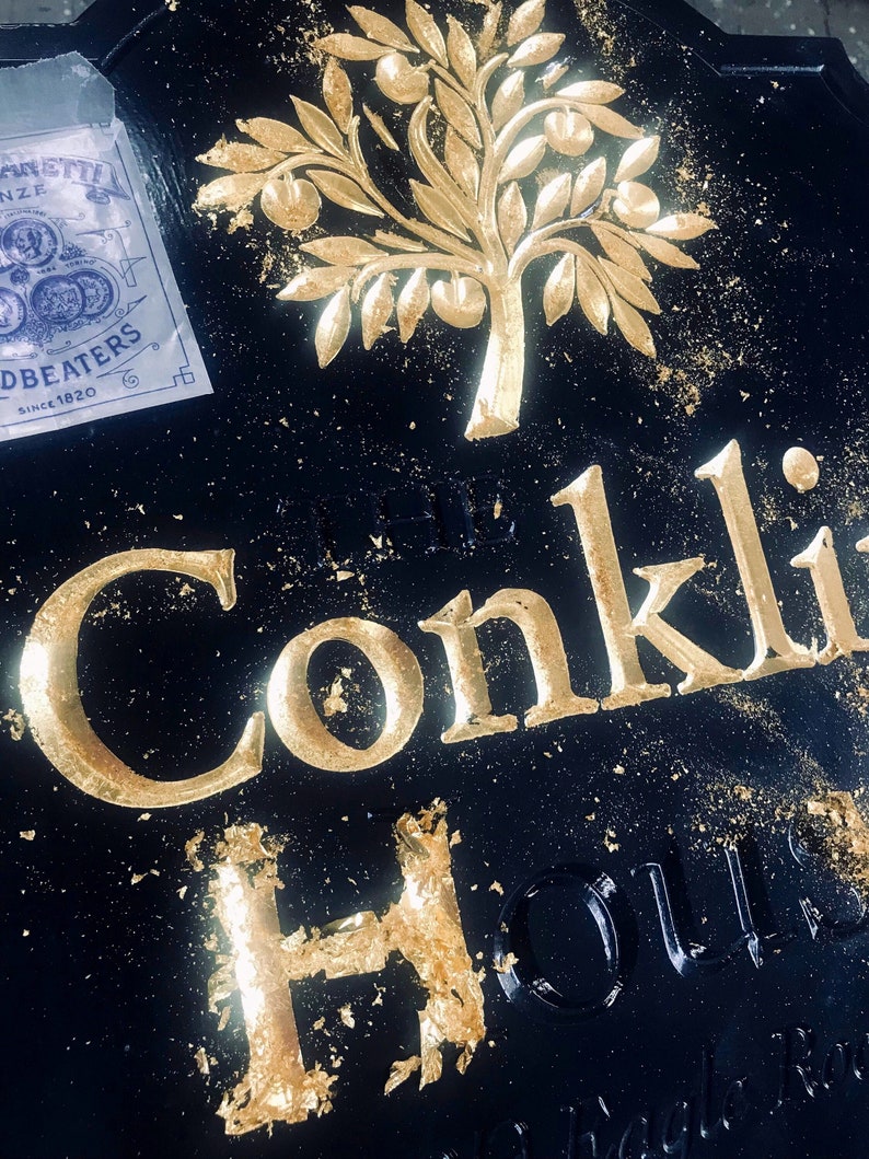 Custom Carved Sign Gold Leaf Sign Hanging Sign - Etsy