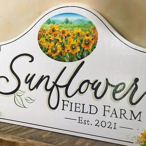 Custom Wooden Farm Sign, Hand Painted Sign, Sunflower Signs, Outdoor ...