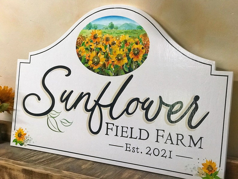 Custom Wooden Farm Sign, Hand Painted Sign, Sunflower Signs, Outdoor ...