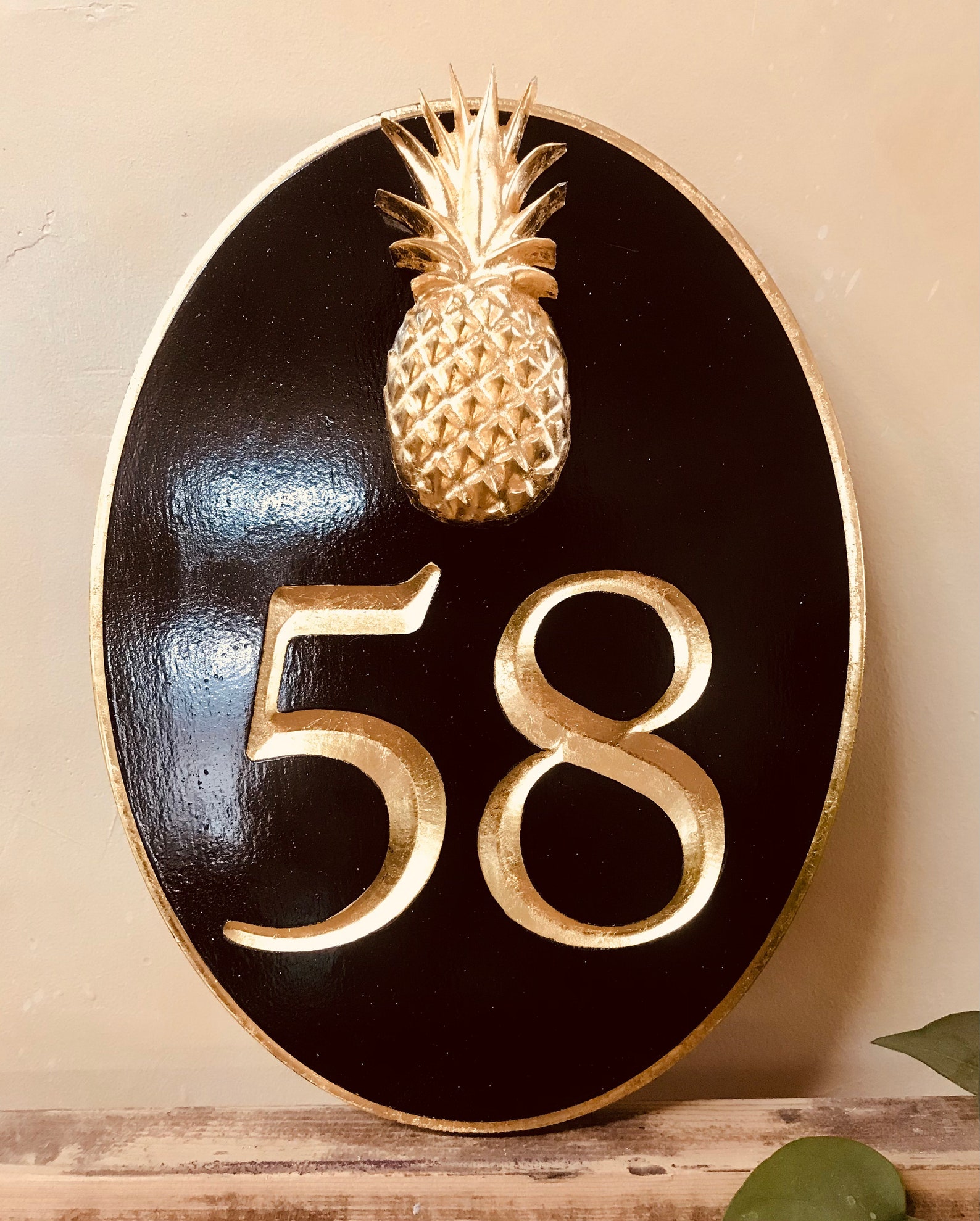 Address Sign, 23k Gold Leaf Sign, Gold Leaf Starfish, Carved Letters ...