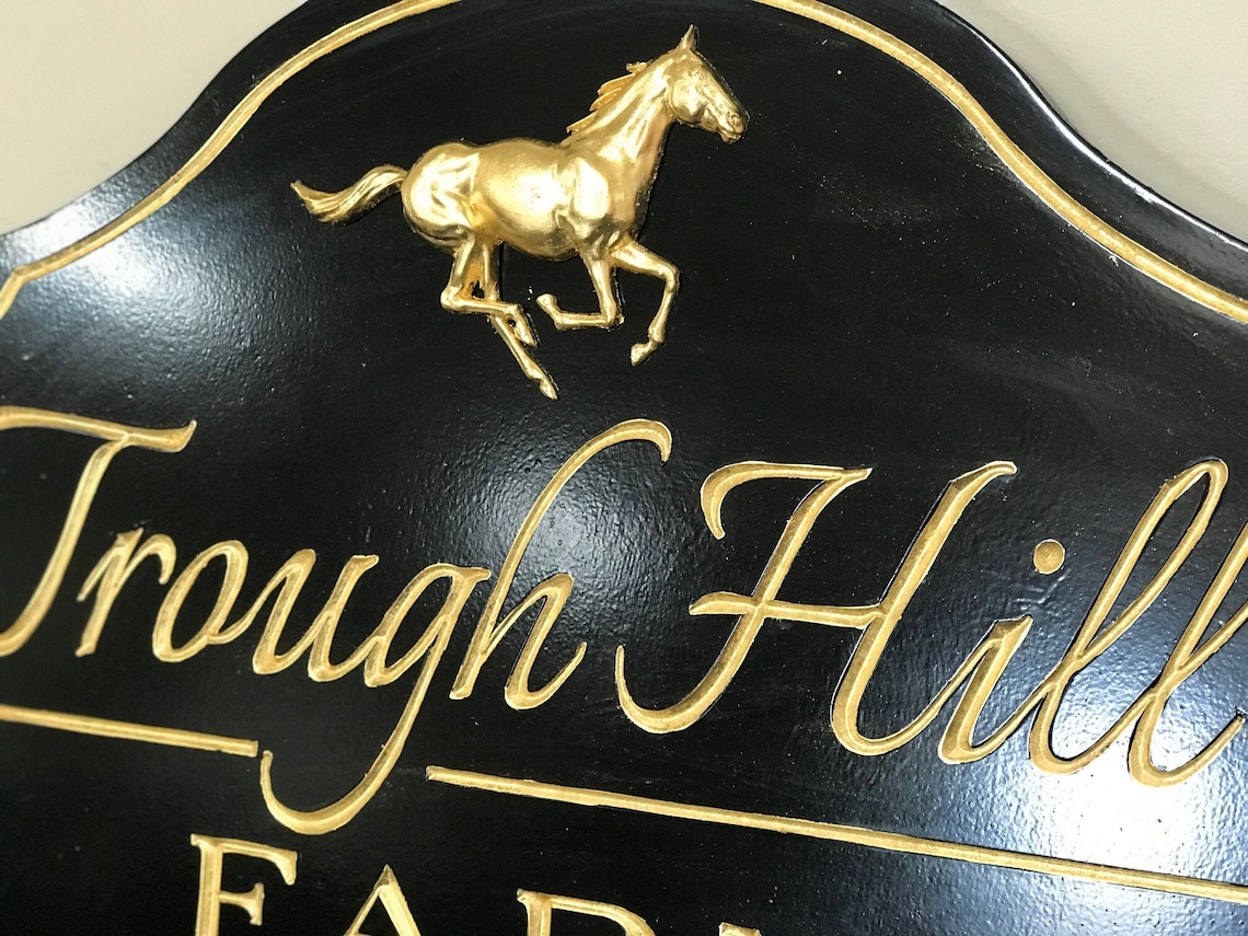 Custom Carved Sign, 23K Gold Leaf, Sign for Your Business, Hanging Sign ...