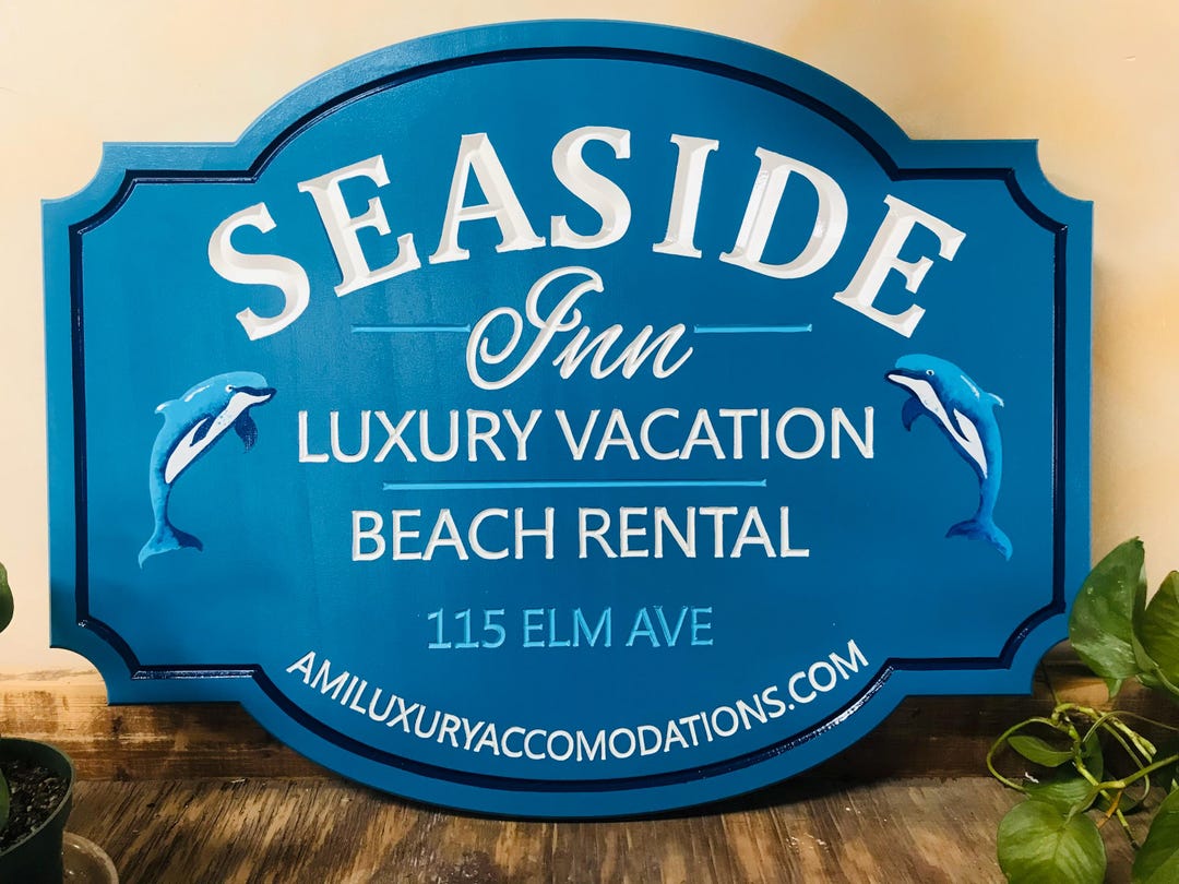 Outdoor Sign for Your Airbnb, Seaside HDU Carved Sign, Hanging Sign - Etsy