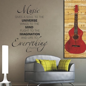 Music Gives a Soul to the Universe Wall Decal, Removable Vinyl Decal ...