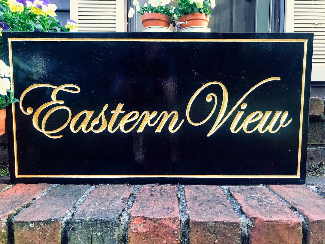 Custom Carved Address Sign, 23k Gold Leaf Letters, Outdoor Home Decor ...