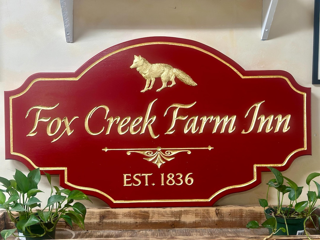 Outdoor Airbnb Sign, HDU Carved Sign, 23K Gold Leaf Sign, 3D Fox - Etsy