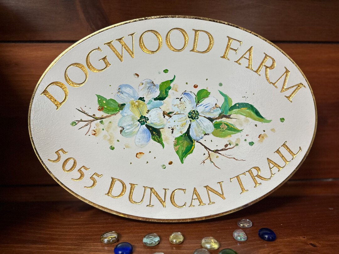 Address Sign, 23K Gold Leaf Signs, Carved Letters, HDU Sign, Hanging ...