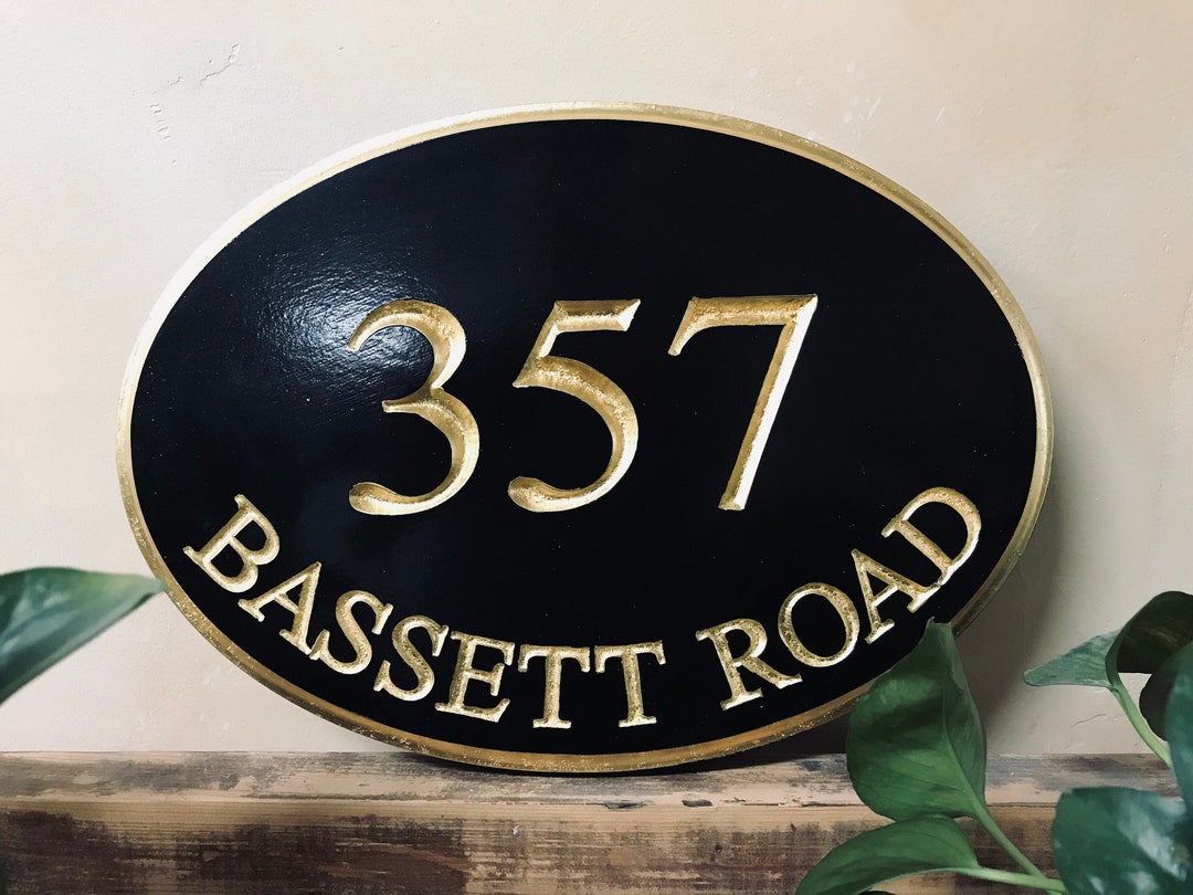 Address Sign, Carved Letters, 23k Gold Leaf Letters, Hanging Outdoor ...