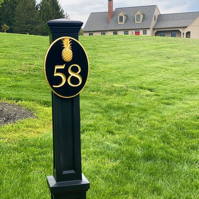 Address Sign 23k Gold Leaf Sign 3D Pineapple HDU Sign - Etsy