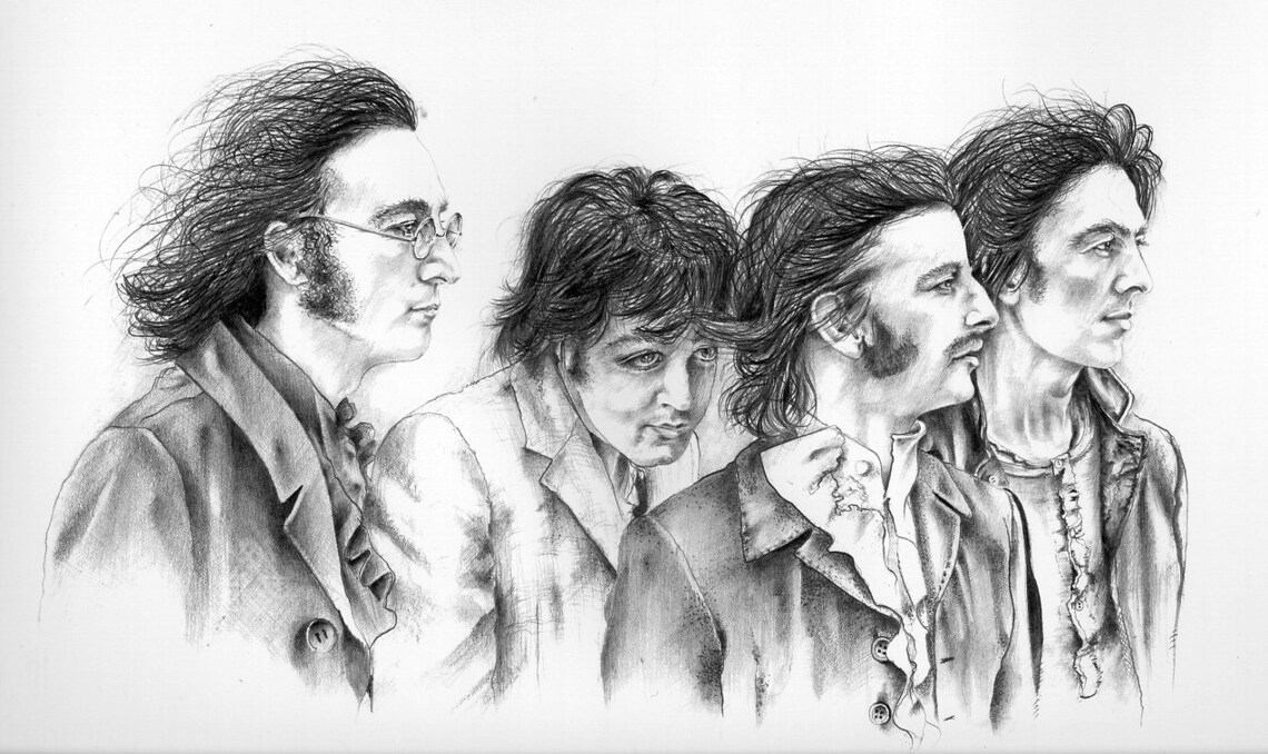 Beatles Fine Art Print the Fab 4 Wall Decor Graphite Pencil - Etsy