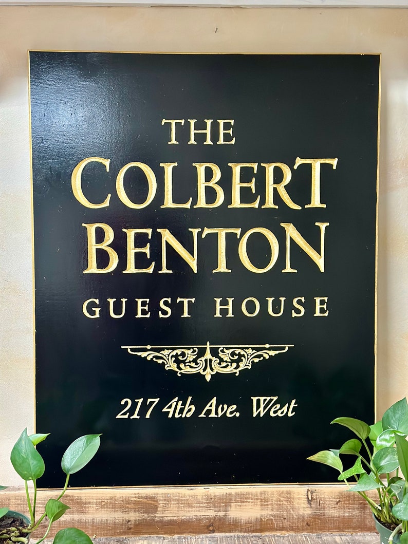 Custom Carved HDU Sign, Address Sign, 23K Gold Leaf Sign, Hanging Sign ...