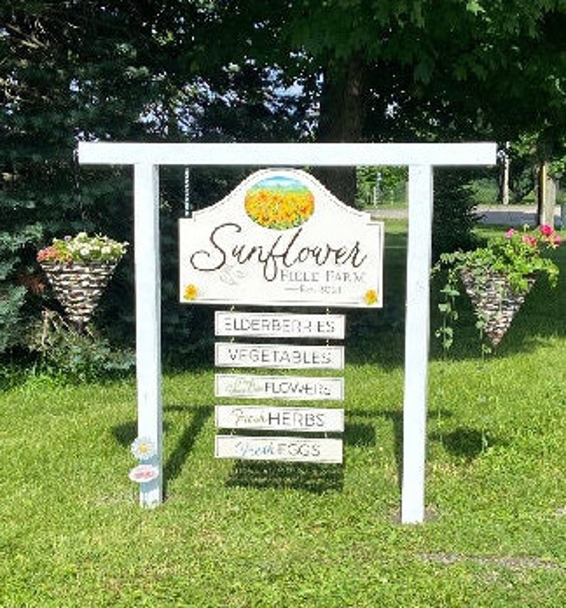 Custom Wooden Farm Sign, Hand Painted Sign, Sunflower Signs, Outdoor ...