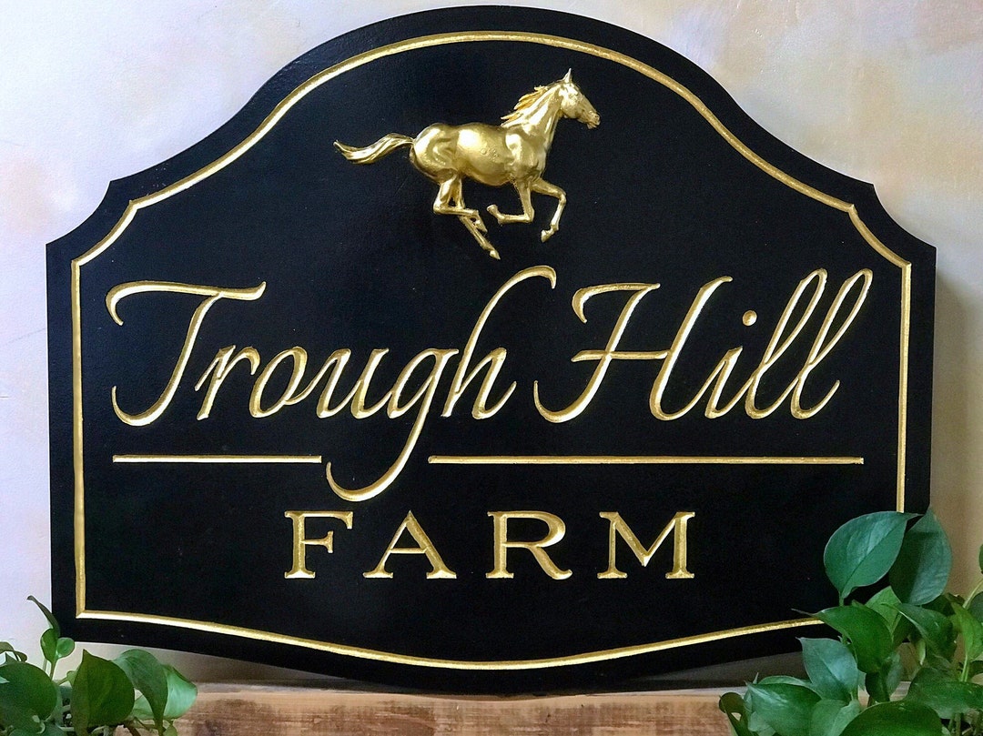Custom Carved Sign, 23K Gold Leaf, Sign for Your Business, Hanging Sign ...