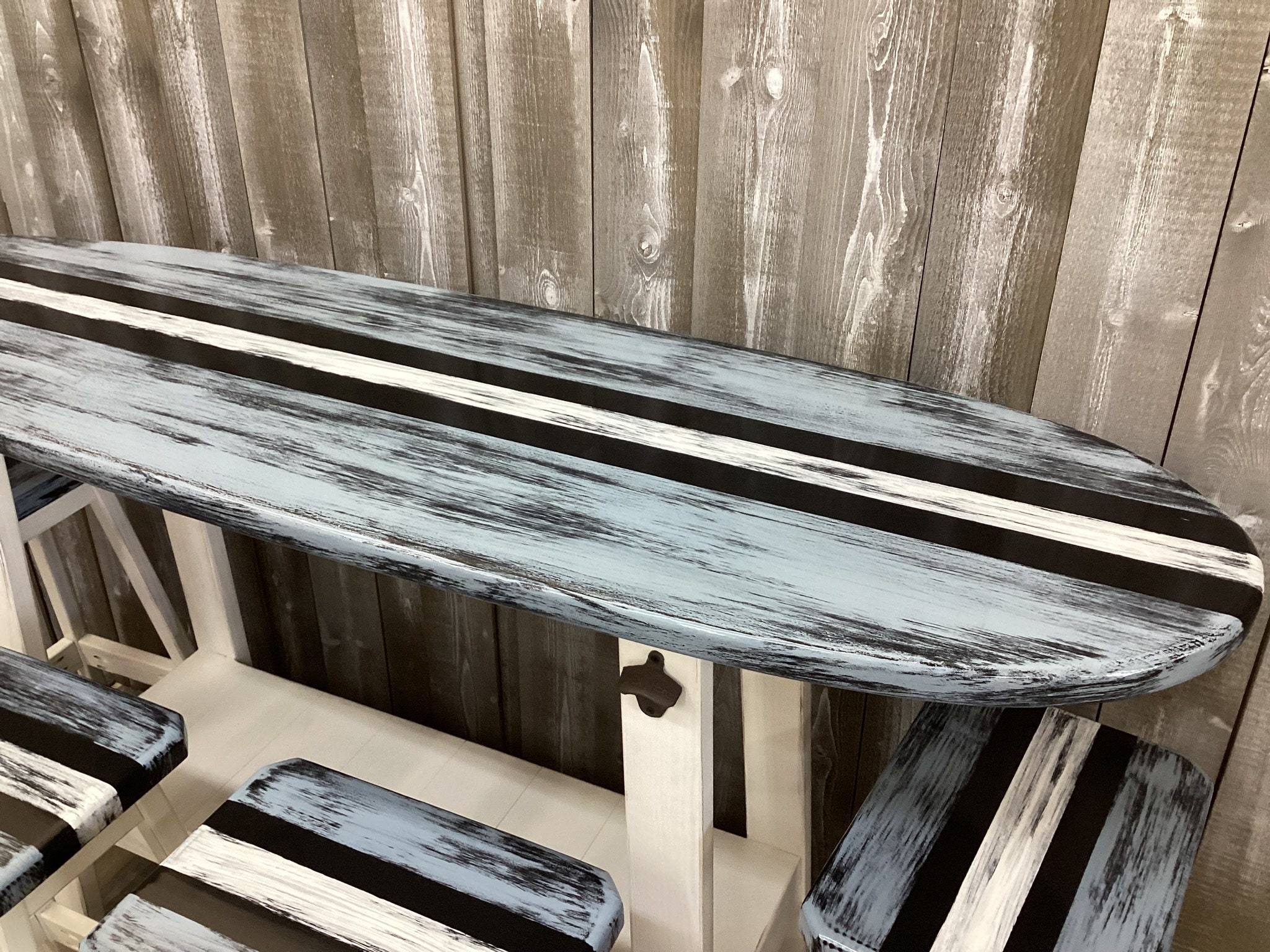 6 Foot Surfboard Table With 4 Stools, Bar Height Table, Made in North ...
