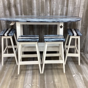 4 Foot Surfboard Table With 4 Stools, Bar Height Table, Made in North ...