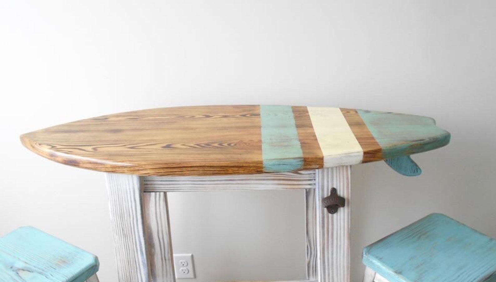 4 Foot Surfboard Table With 2 Stools Bar Height Table Made - Etsy