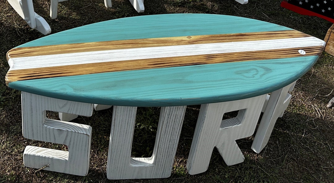 4 Foot Surfboard Table SURF Base, Coffee Table, Made in North Carolina ...