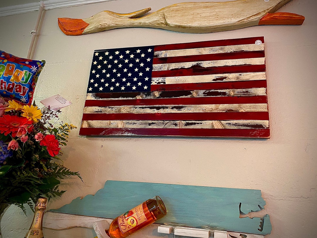 Rustic American Flag, Rustic Flag, American Flag, Wood American Flag ...