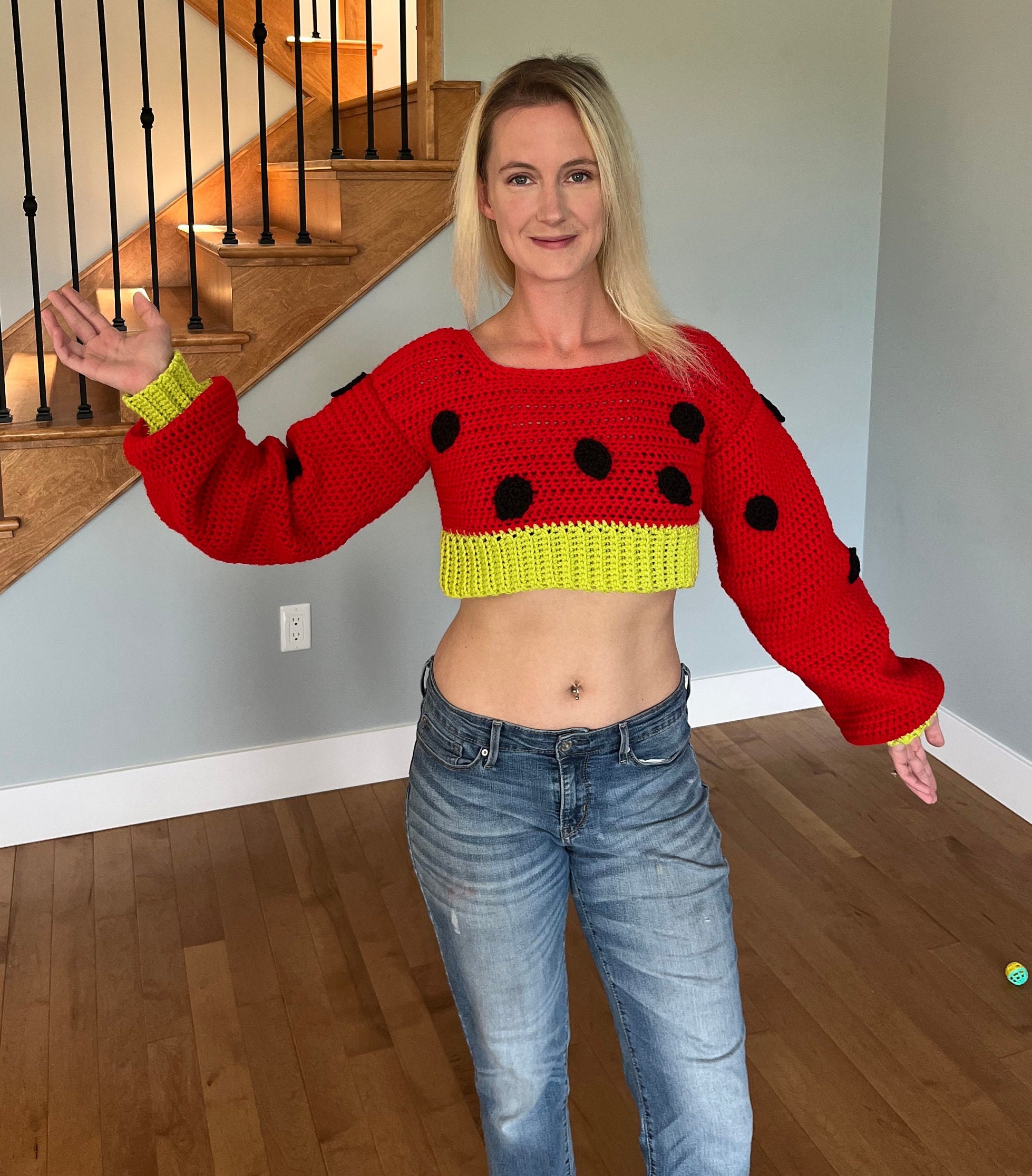 Crochet Pattern Pullover Watermelon Sweater, Size Inclusive, Simple ...