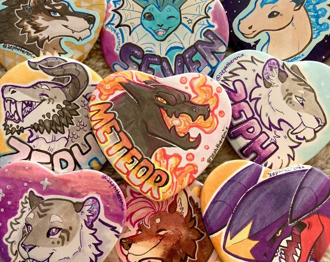 Custom Button Commissions | Hand-drawn Character Pin Badge - Etsy