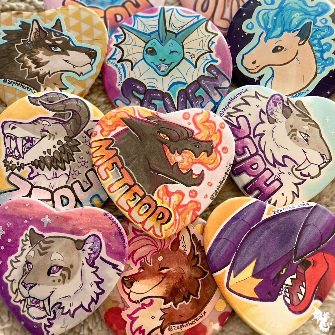 Custom Button Commissions Hand-drawn Character Pin Badge - Etsy