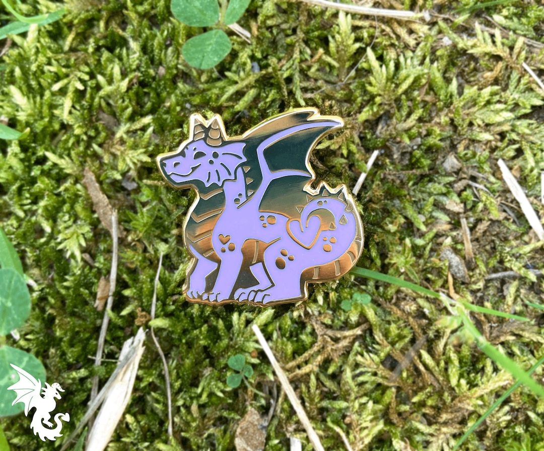 Purple Dragon Enamel Pin 1" | Hard Enamel Gold Dragon Pin Badge - Etsy
