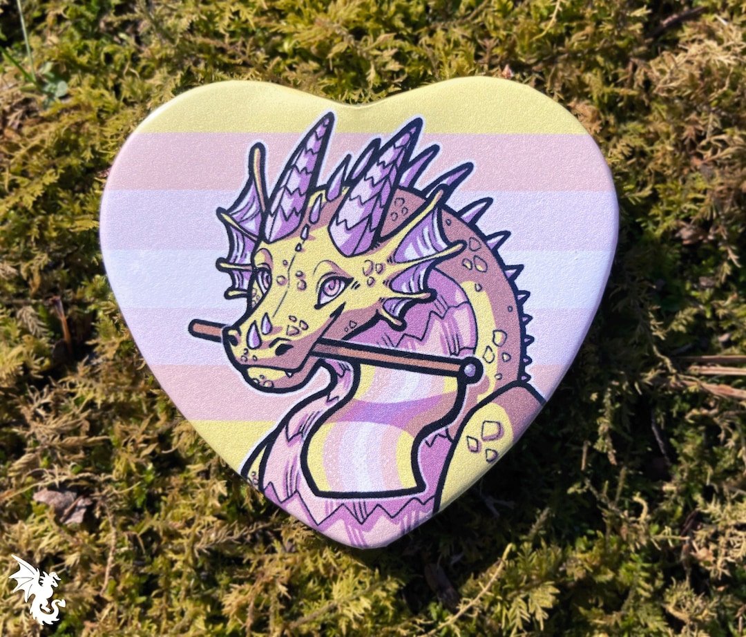 Pangender Pride Heart Button 2.25 Dragon Button Pin Badge - Etsy