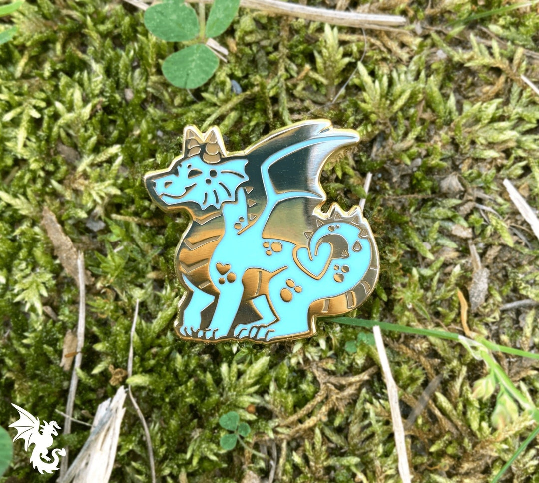 Green Dragon Enamel Pin 1" | Hard Enamel Gold Dragon Pin Badge - Etsy