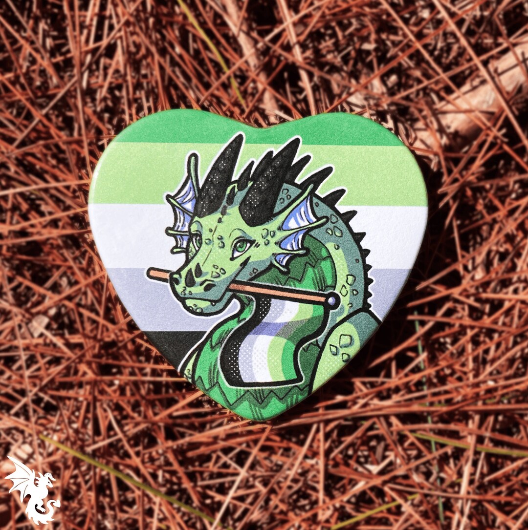 Aromantic Pride Heart Button 2.25 Dragon Button Pin Badge - Etsy