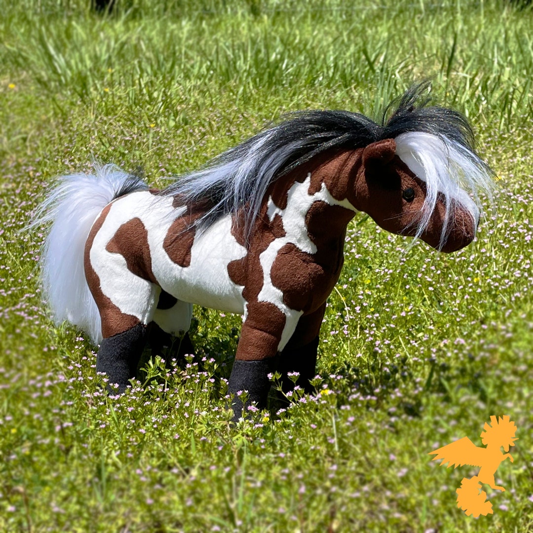 Bay Overo Pinto Horse Plush 11” | Handmade Standing Horse Plushie - Etsy