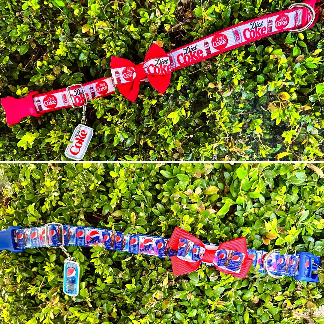 Soda Dog Collar | 1" Pepsi Coke Ribbon Collar | Adjustable Vintage Pop ...