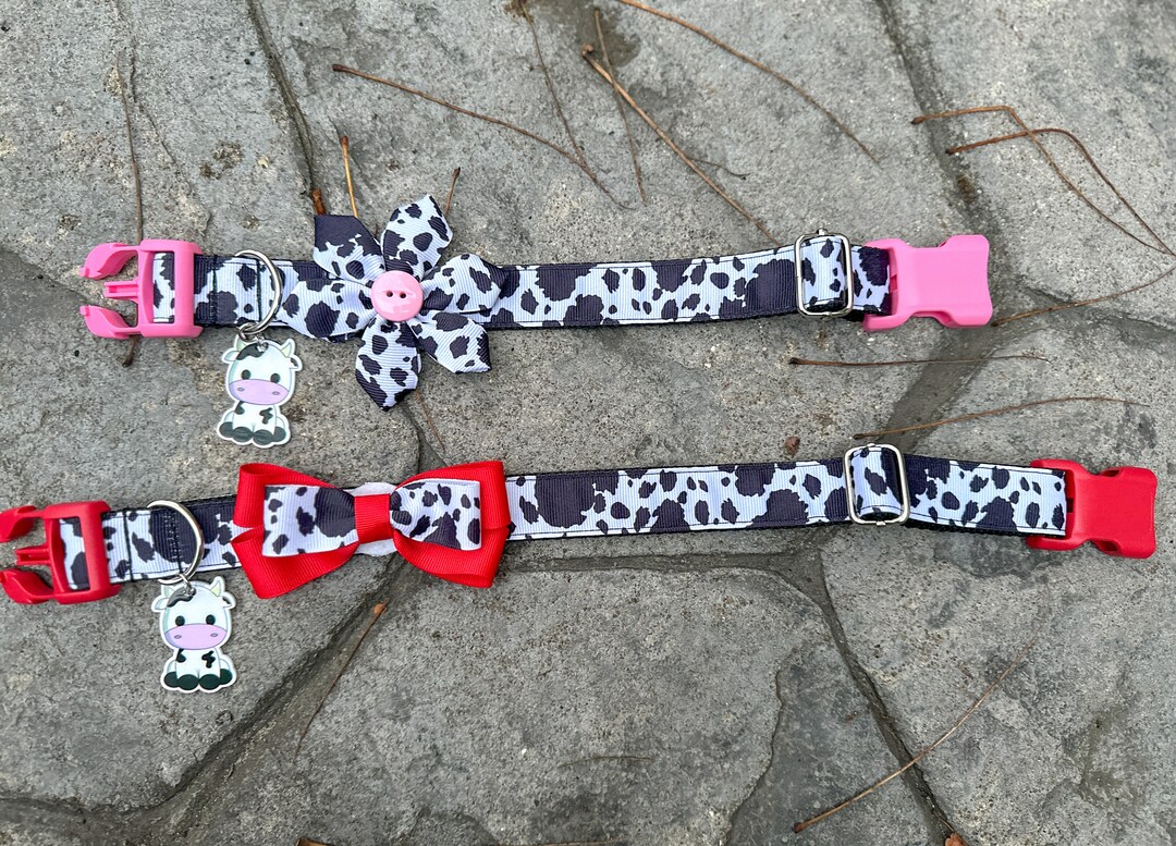 Cow Print Dog Collar, Dog Collar, Ribbon Dog Collar, Summer Dog Collar ...