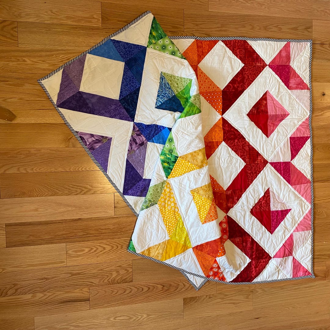 Rainbow Diamonds Throw Quilt - Etsy